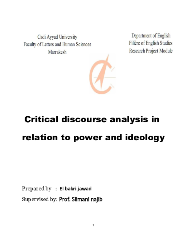 (PDF) Critical discourse analysis in relation to power and ideology