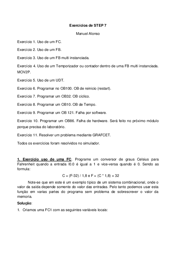 (PDF) Exercícios de STEP 7