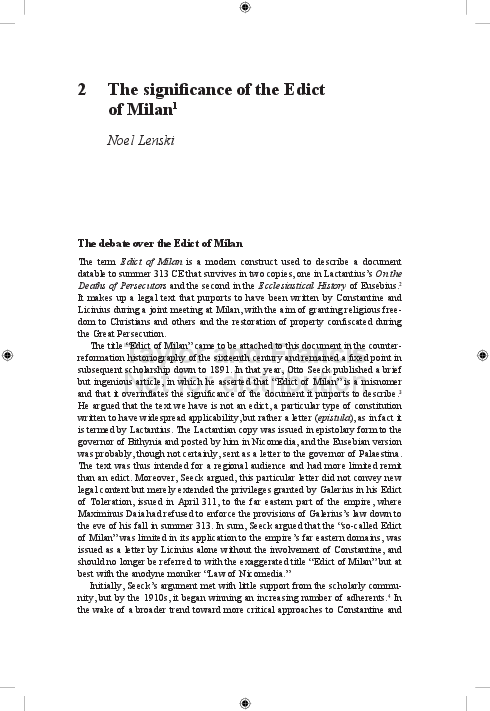 (PDF) The Significance of the Edict of Milan, in Edward Siecienski ...