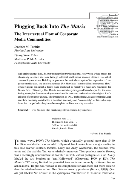 (PDF) Plugging Back Into The Matrix: The Intertextual Flow of Corporate ...