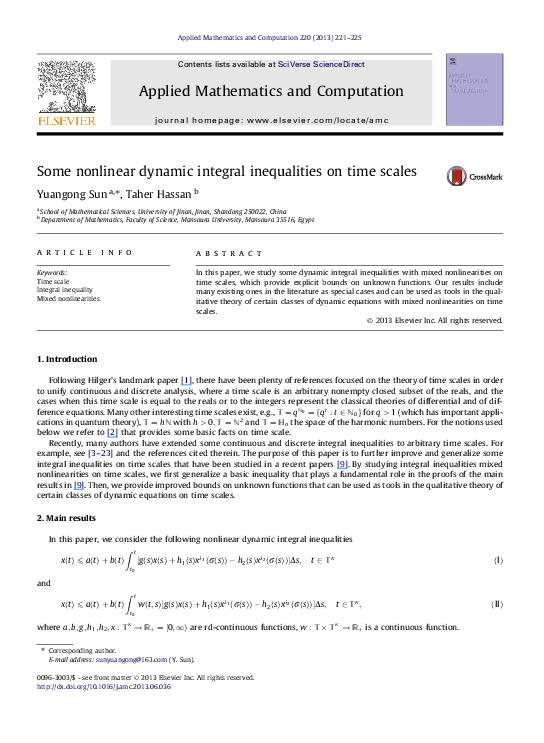 (PDF) Some nonlinear dynamic integral inequalities on time scales