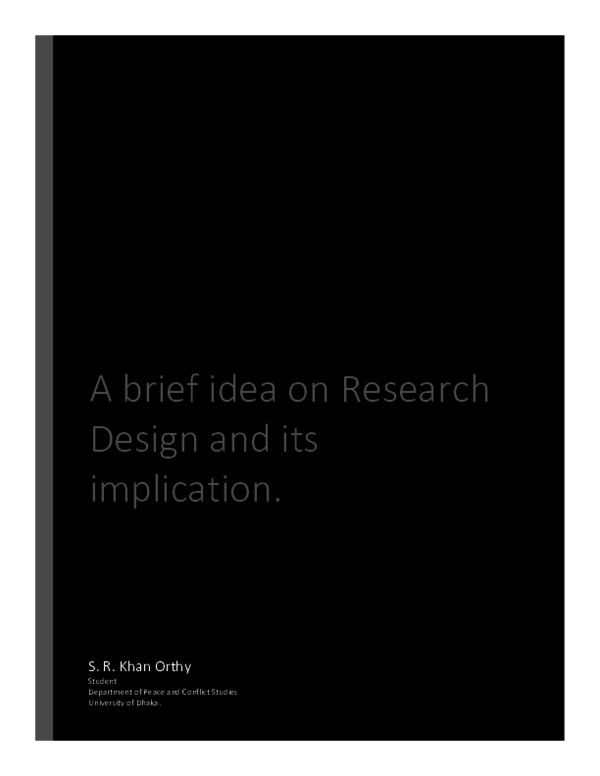 (PDF) A brief idea on Research Design and its implication