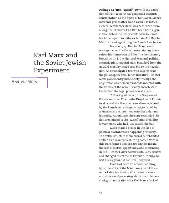 (PDF) Karl Marx and the Soviet Jewish Experience