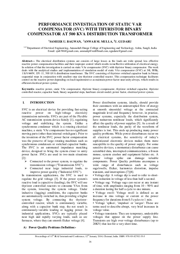 Pdf Comparative Analysis Of Single Phase Tcr Tsc And Tsr Static Var Compensators Iosr