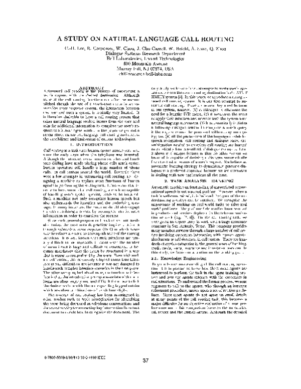 (PDF) A study on natural language call routing