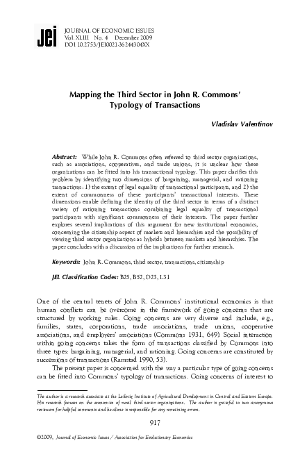 (PDF) Mapping the Third Sector in John R. Commons' Typology of Transactions