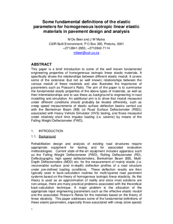 Pdf Some Fundamental Definitions Of The Elastic Parameters For