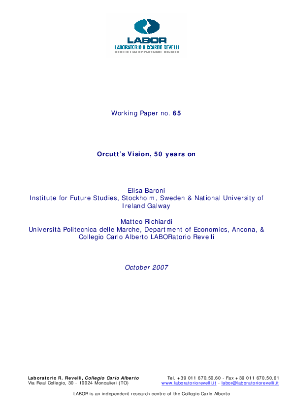 (PDF) Orcutt's Vision, 50 years on