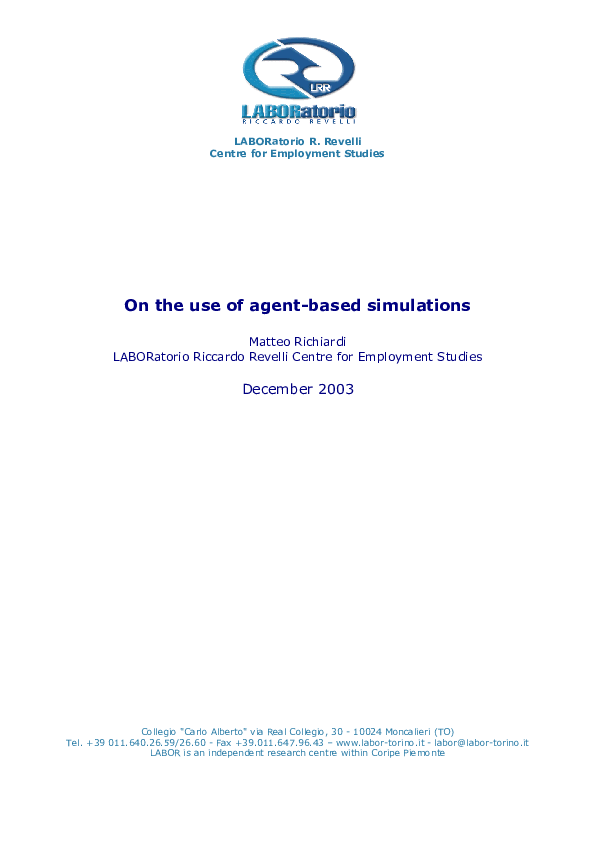 (PDF) On the use of agent-based simulations