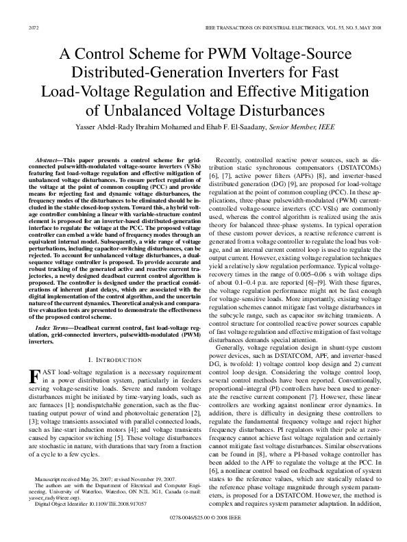 (PDF) A Control Scheme for PWM Voltage-Source Distributed-Generation Inverters for Fast Load ...