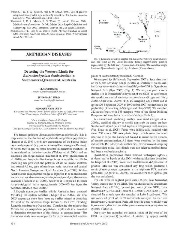 (PDF) Detecting the Western Limits for Batrachochytrium dendrobatidis ...