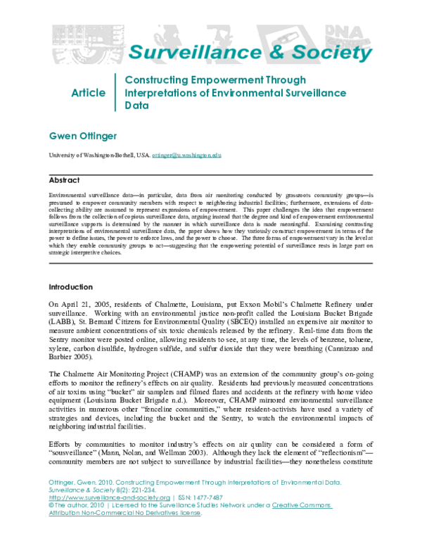 (PDF) Constructing Empowerment through Interpretations of Environmental ...
