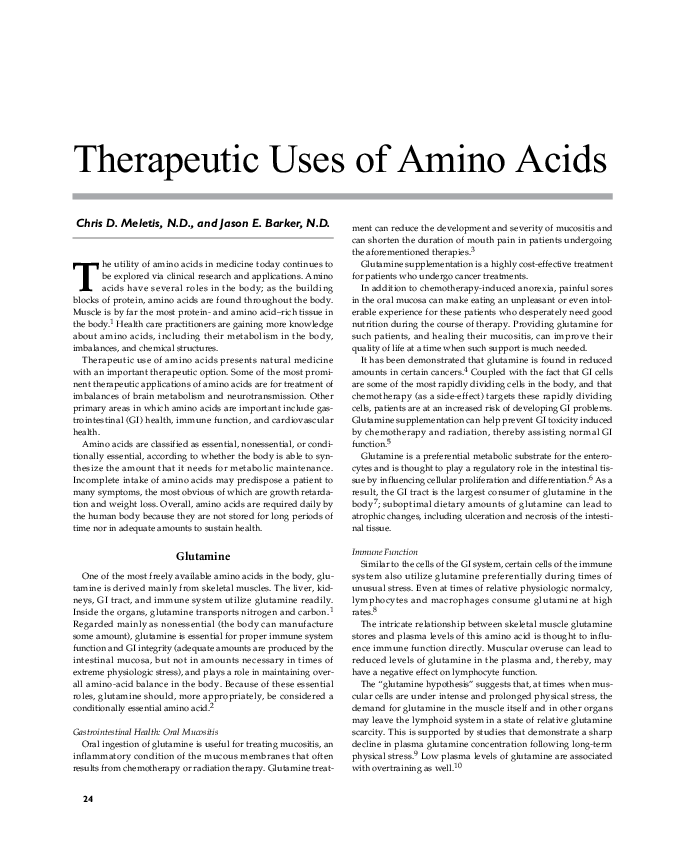 (PDF) Therapeutic Uses of Amino Acids