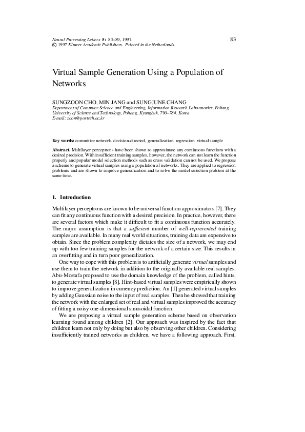 (PDF) Virtual sample generation using a population of networks