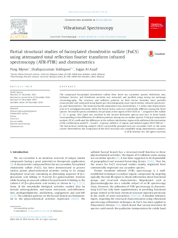 (PDF) Partial structural studies of fucosylated chondroitin sulfate (FuCS) using attenuated ...