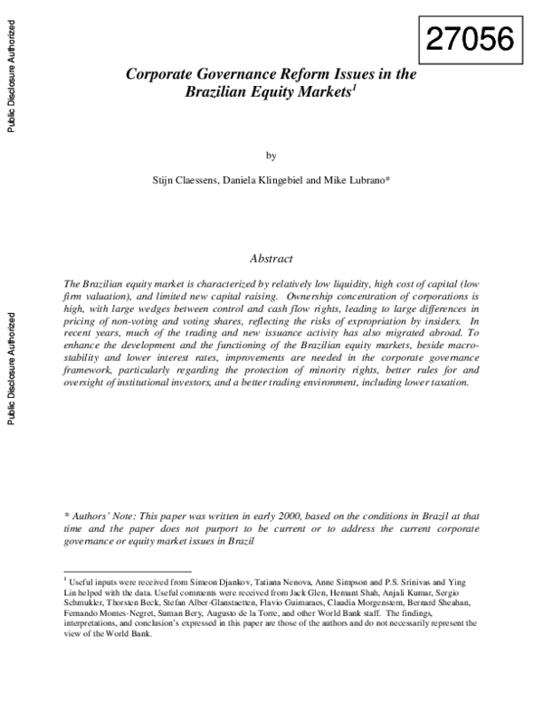(PDF) Ending the Wall Street Walk: Why Corporate Governance Now ...