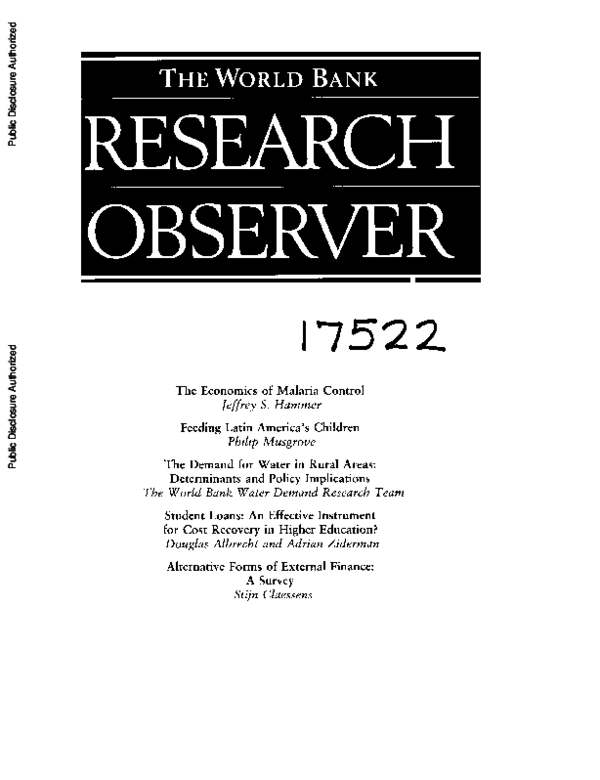 (PDF) The World Bank Research Observer 8 (1)