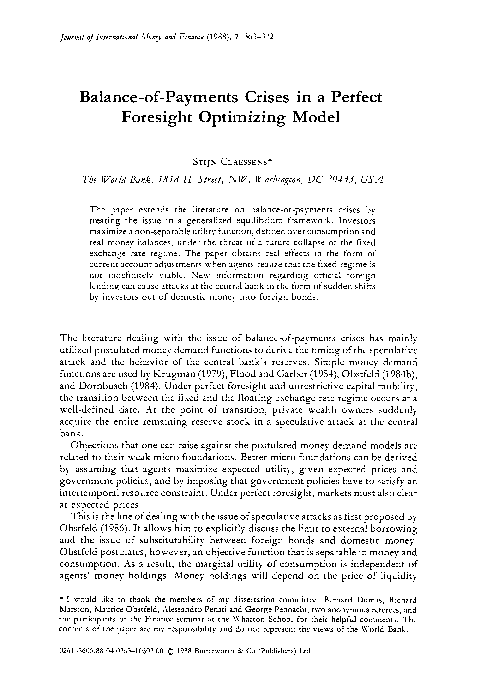 (PDF) Balance-of-payments crises in a perfect foresight optimizing ...