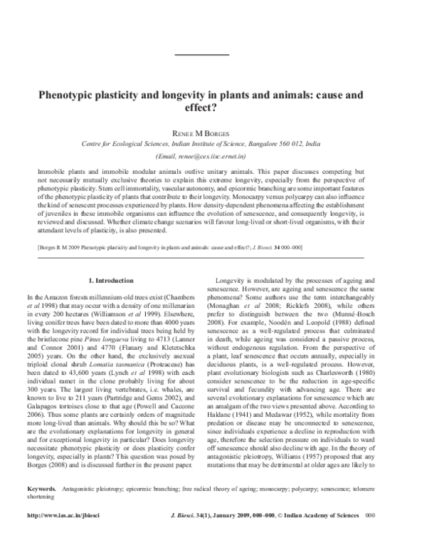 (PDF) Phenotypic Plasticity's Role in Longevity