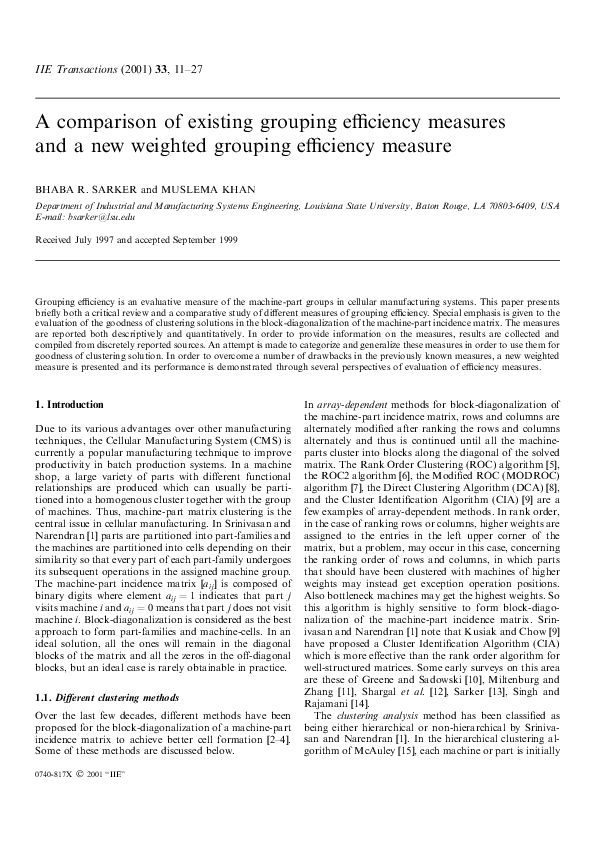 (PDF) A comparison of existing grouping efficiency measures and a new weighted grouping ...