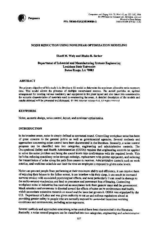 (PDF) Noise reduction using nonlinear optimization modeling