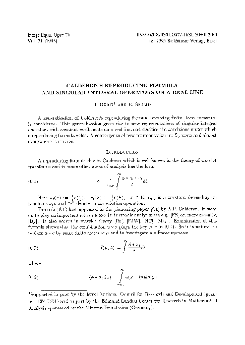 Pdf Calderons Reproducing Formula And Singular Integral Operators On