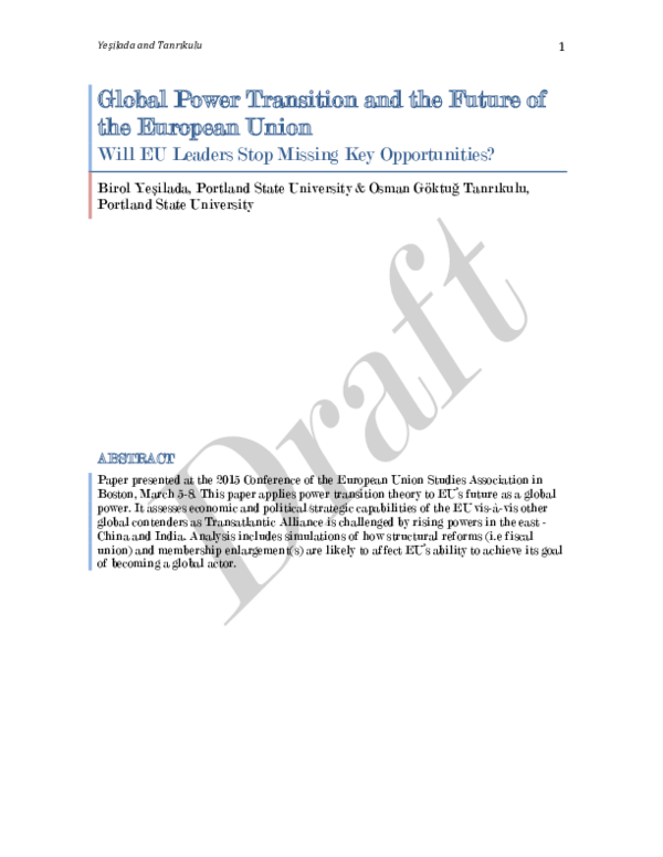 (PDF) Global Power Transition and the Future of the European Union ...