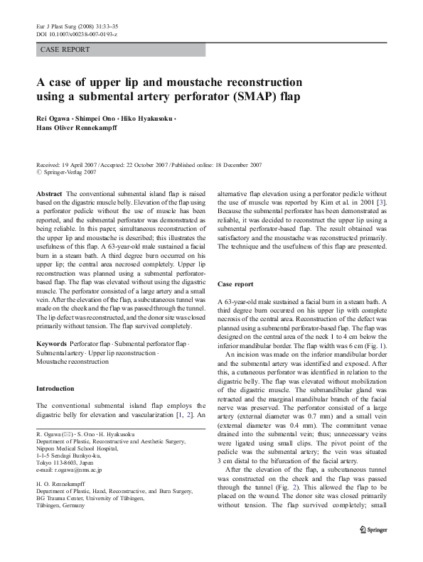 (PDF) A case of upper lip and moustache reconstruction using a ...