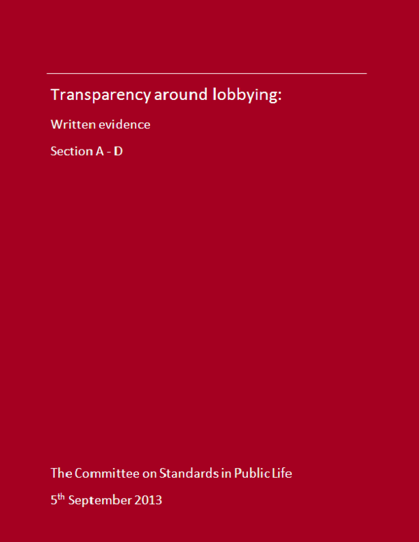 (PDF) Transparency around lobbying: written evidence for the Committee ...