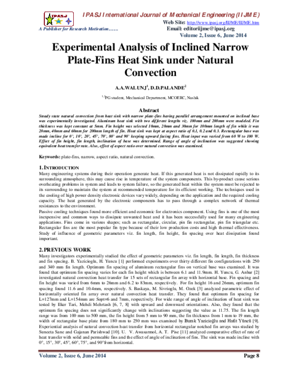 (PDF) Experimental Analysis of Inclined Narrow Plate-Fins Heat Sink ...