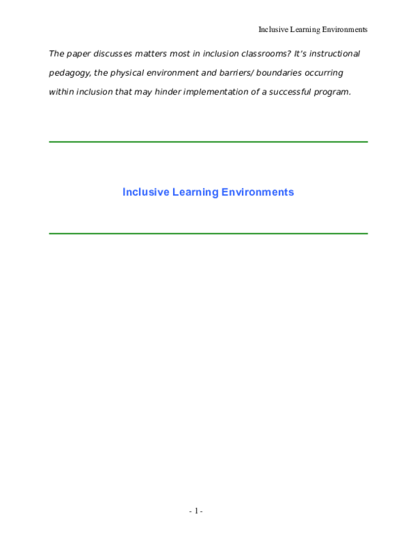 (DOC) 112004883051 (Inclusive Learning Environments) Revised.doc