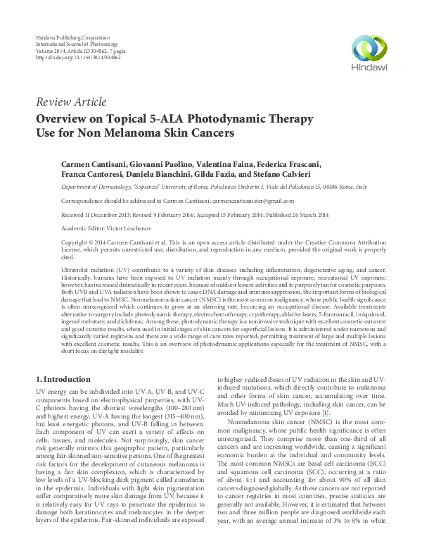 (PDF) Overview on Topical 5-ALA Photodynamic Therapy Use for Non ...