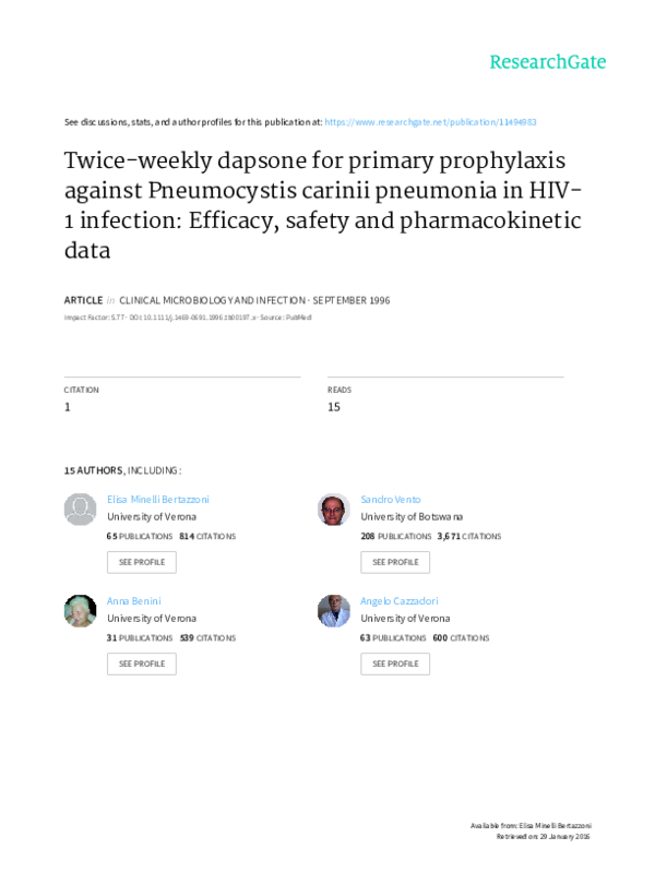 (PDF) Twice-weekly dapsone for primary prophylaxis against Pneumocystis ...