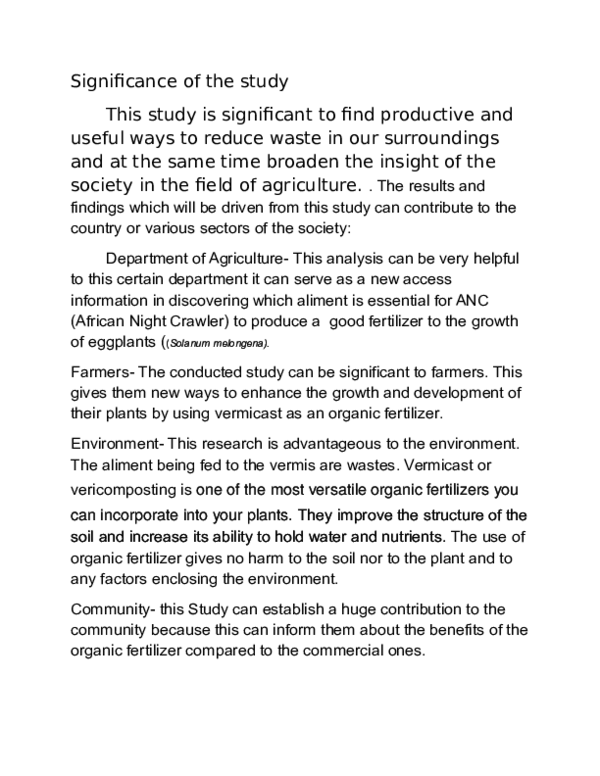 (DOC) Significance of the study