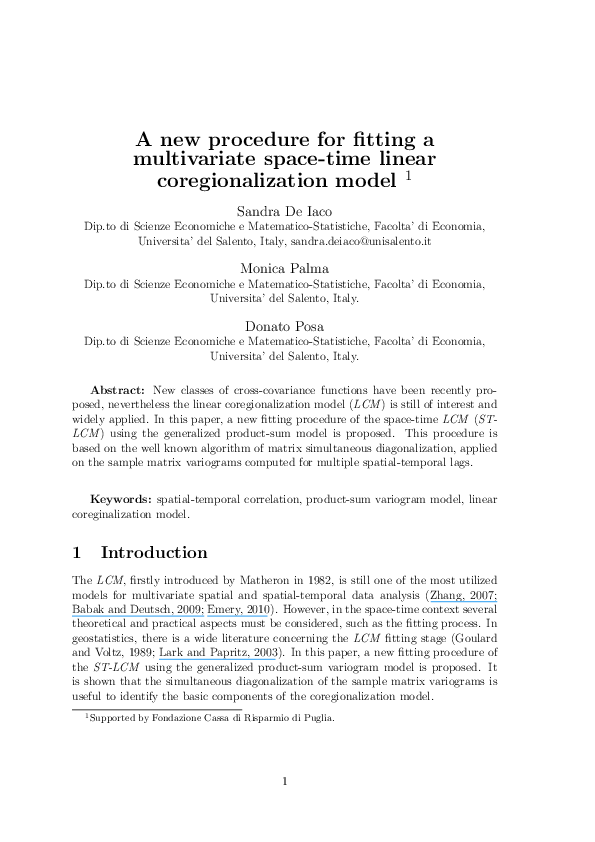 (PDF) A new procedure for fitting a multivariate space-time linear coregionalization model