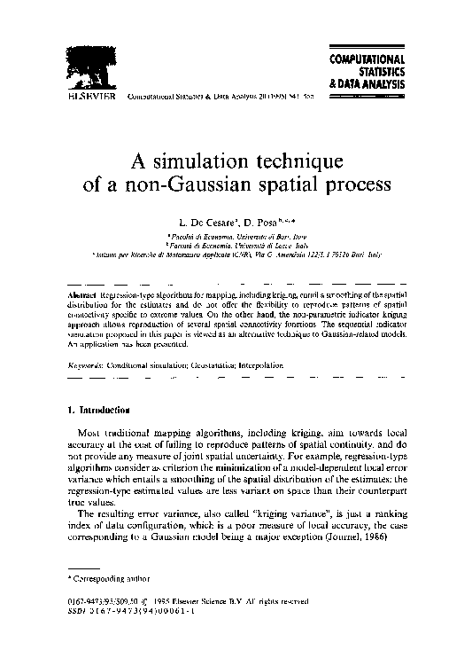 Pdf A Simulation Technique Of A Non Gaussian Spatial Process