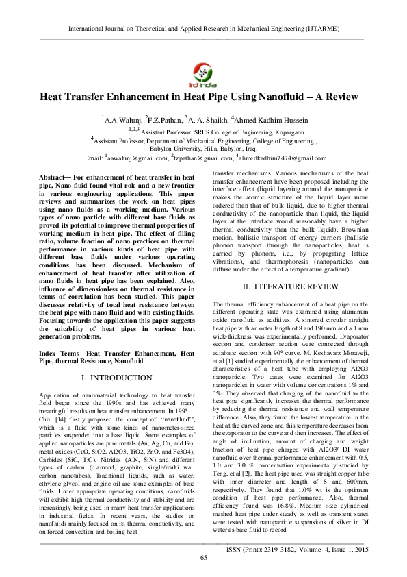 (PDF) Heat Transfer Enhancement in Heat Pipe Using Nanofluid – A Review