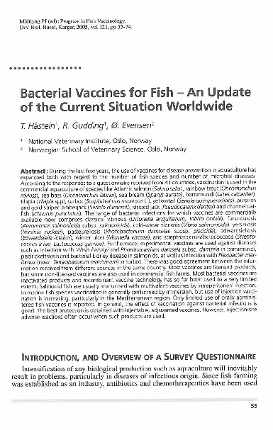 (PDF) Bacterial vaccines for fish - An update of the current situation ...