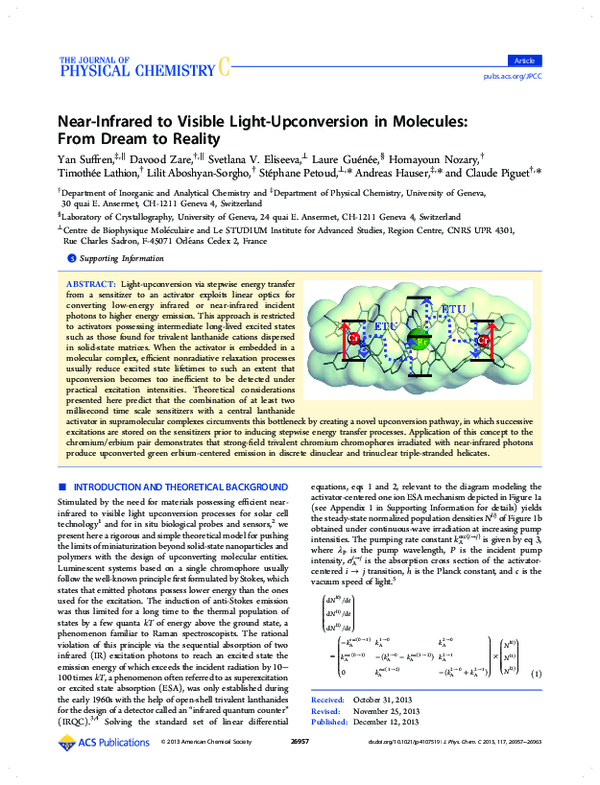 (PDF) Near-Infrared to Visible Light-Upconversion in Molecules: From Dream to Reality