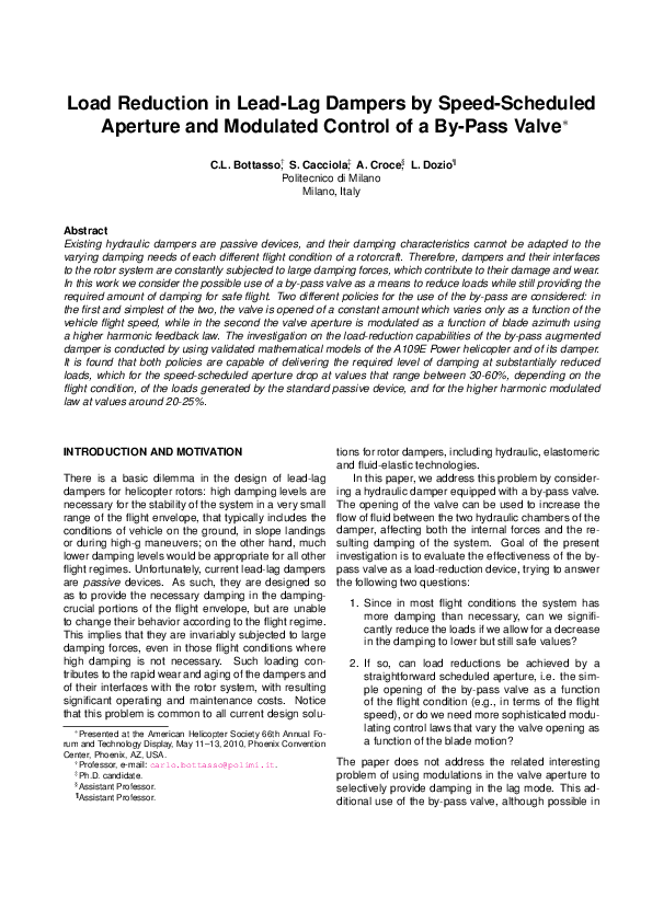 (PDF) Load reduction in lead-lag dampers by speed-scheduled aperture ...