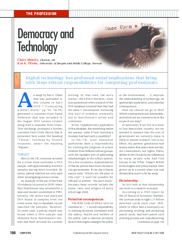 (PDF) Democracy and Technology