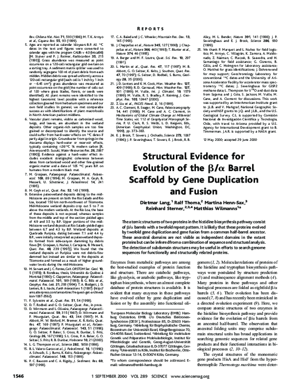 (PDF) Structural Evidence for Evolution of the b/a Barrel Scaffold by ...