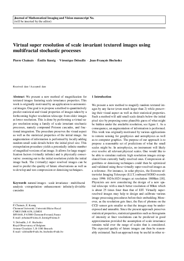 (PDF) Virtual Super Resolution of Scale Invariant Textured Images Using Multifractal Stochastic ...