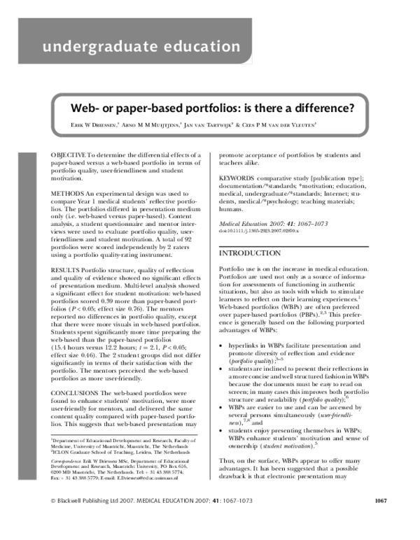 (PDF) Web- or paper-based portfolios: is there a difference?