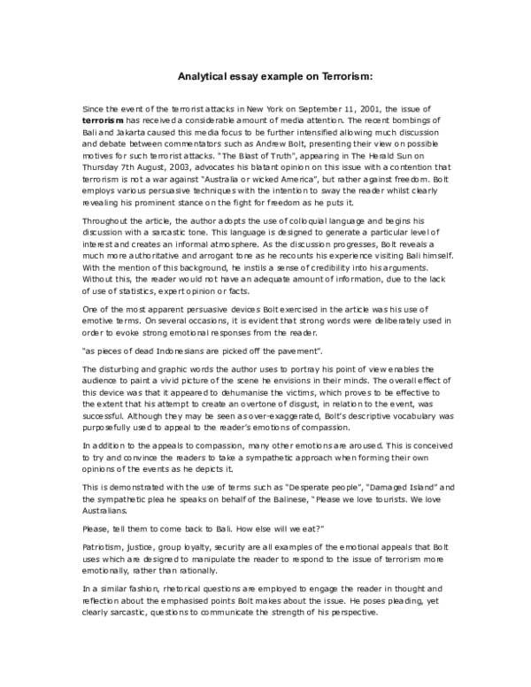 (DOC) Analytical essay example
