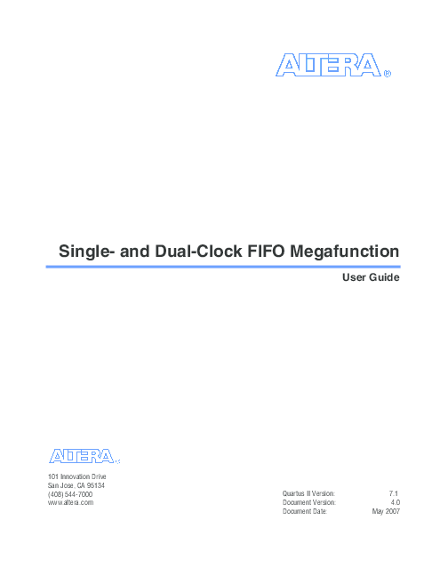 (PDF) Single-and Dual-Clock FIFO Megafunction User Guide