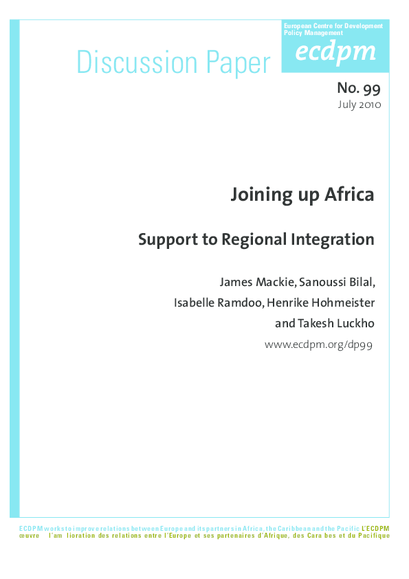 (PDF) Joining Up Africa Support to Regional Integration