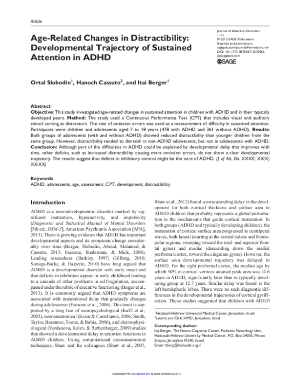 (PDF) Age-Related Changes in Distractibility: Developmental Trajectory ...