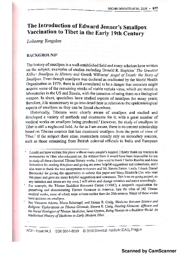 (PDF) The Introduction of Edward Jenner’s Smallpox Vaccination to Tibet ...