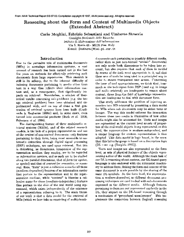 (PDF) Reasoning about the Form and Content for Multimedia Objects ...